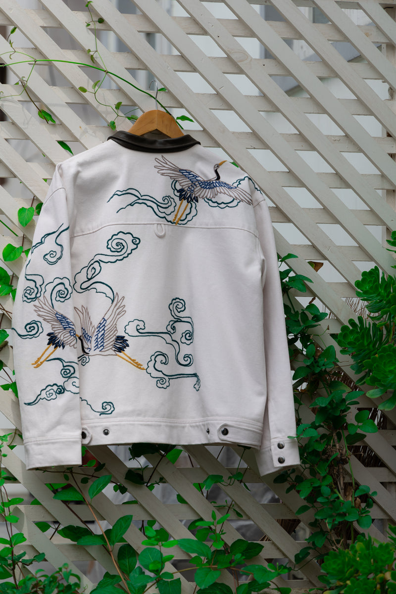 Hand embroidered Workwear Jacket- Cream – Isbandh